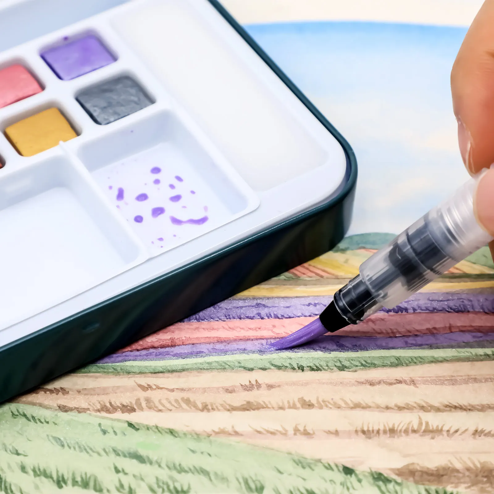 Artmate Metallic Watercolor Cake Set 12 Colors With Water Brush And ...
