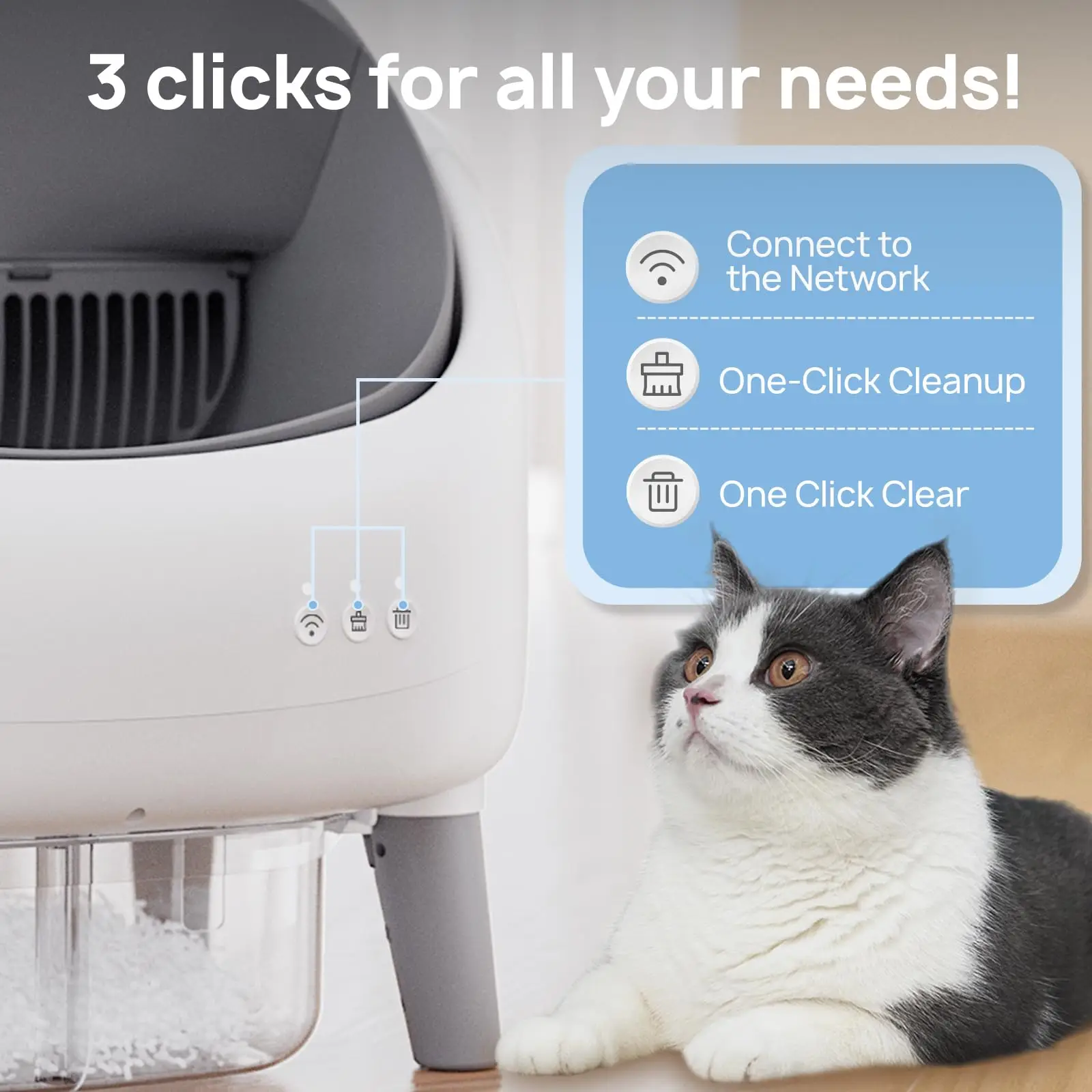Automatic Smart Cat Litter Box DRH Mini Series Self Cleaning Cat Toilet With App Control Super ...