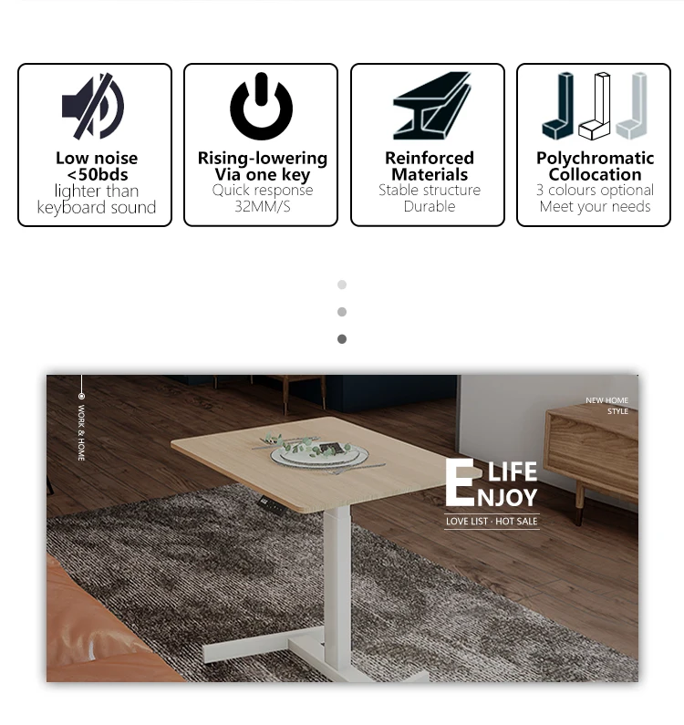 Modern Single Column Electric Lift-Up Top Coffee Table Height ...