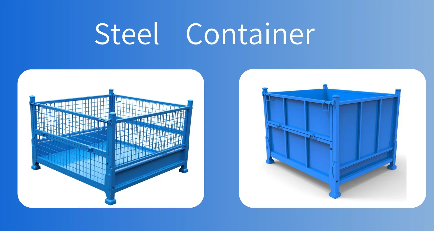 Heavy Duty Stackable Pallet Container Box Metal Steel Folding Warehouse ...