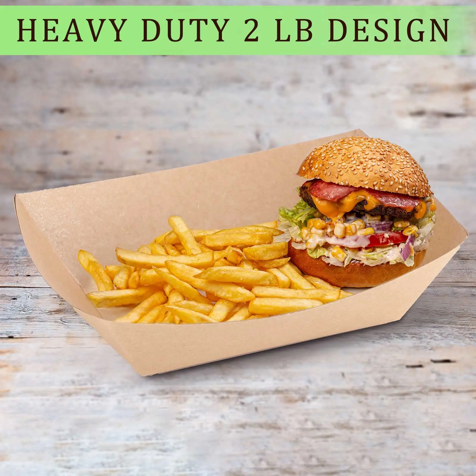 Customization Kraft Paper Food Tray Rectangular Boat Trays For Fries ...