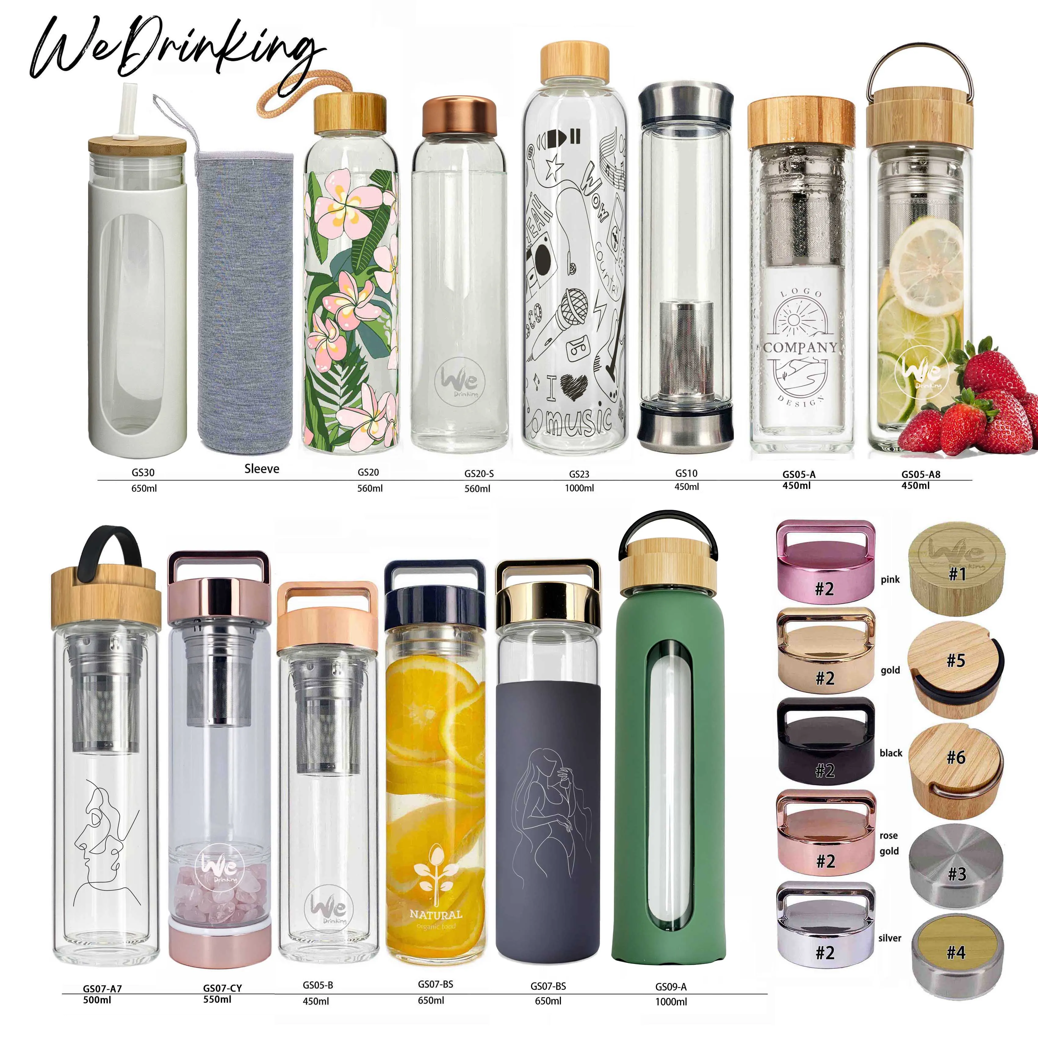 BPA Free Borosilicate Glass Water Bottles - Sustainable & Durable