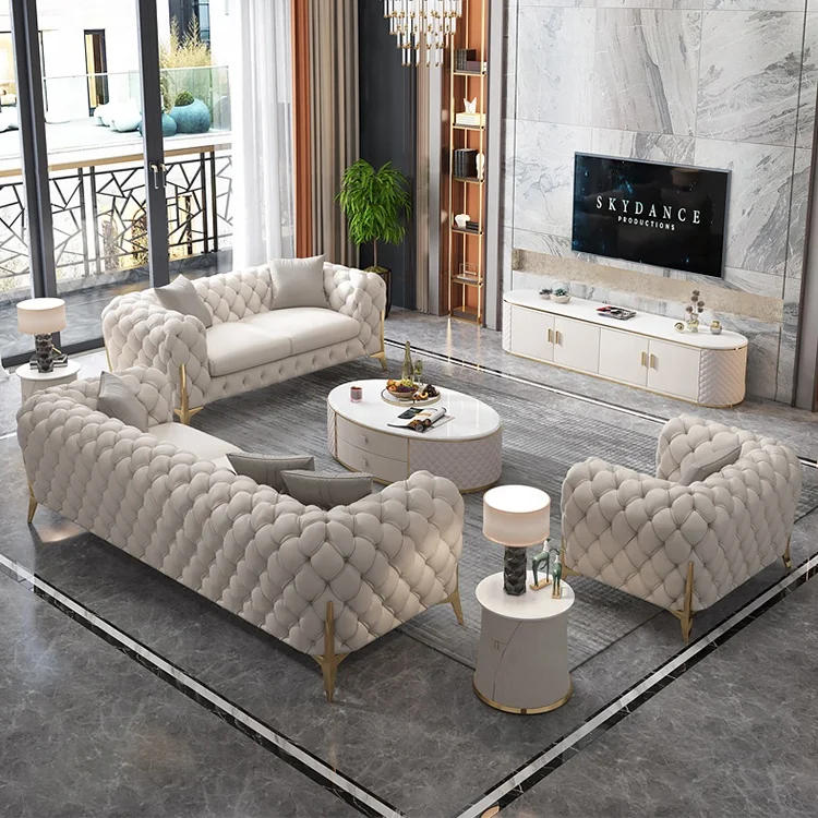 Luxury Living Room Home Sofas Sets Furniture Modern French Muebles Fabric Wedding Sofa Designs Chesterfield Velvet Couch
