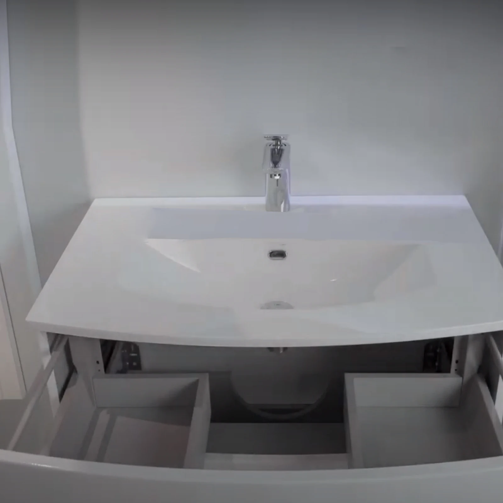 One Piece Commodes Curved Sink Cabinet Furniture Basin Sanitary Product ...