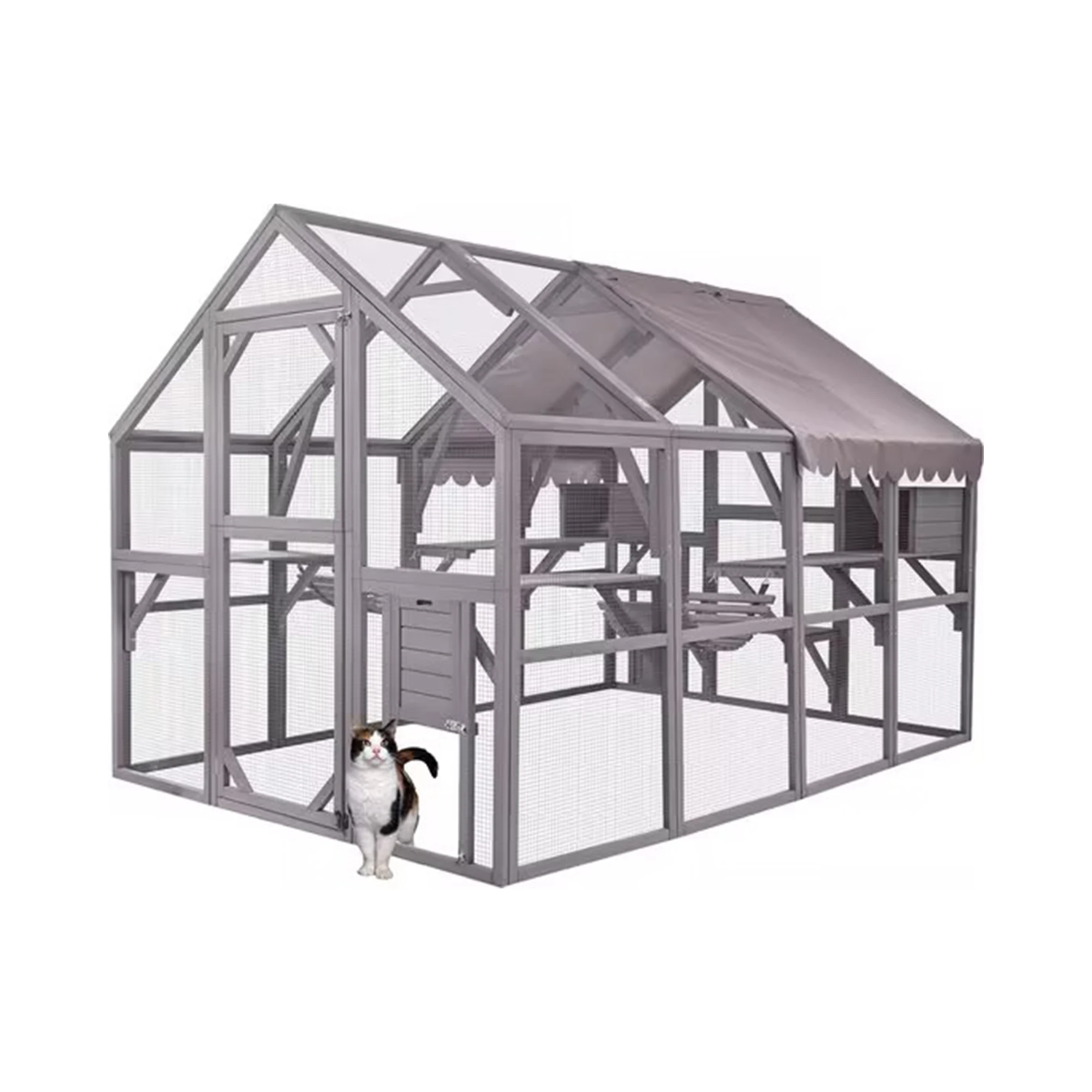 Xpt070 Wooden Pet Cages Cat House Grey Color For Outdoor Farm House ...