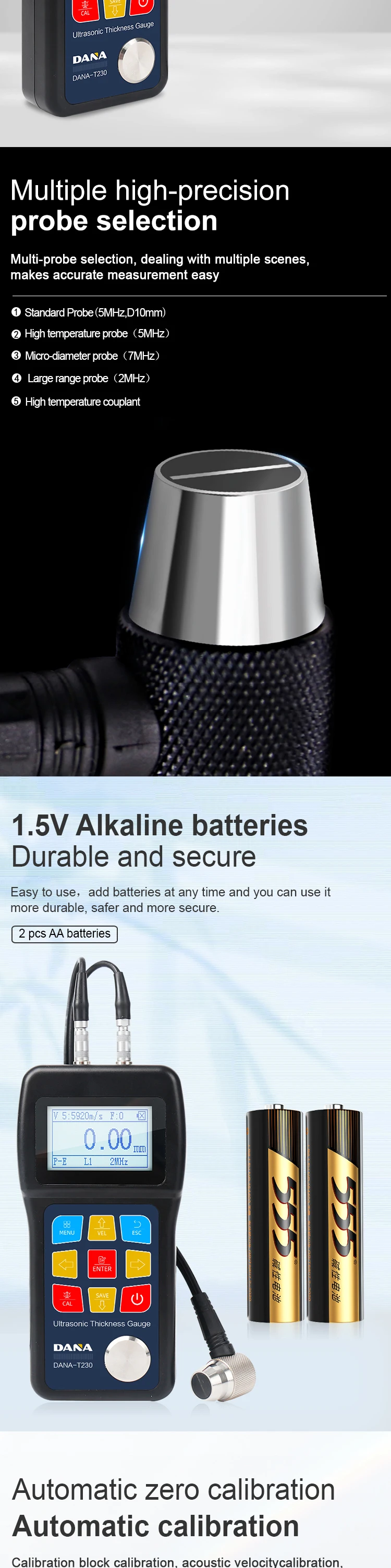 Dana-t230 Digital Ultrasonic Through Metal Coating Pe Ee Thickness ...