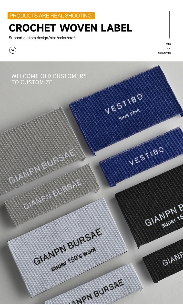 New Clothing Label Jeans Garment Tags Custom Brand Damask Woven Labels ...