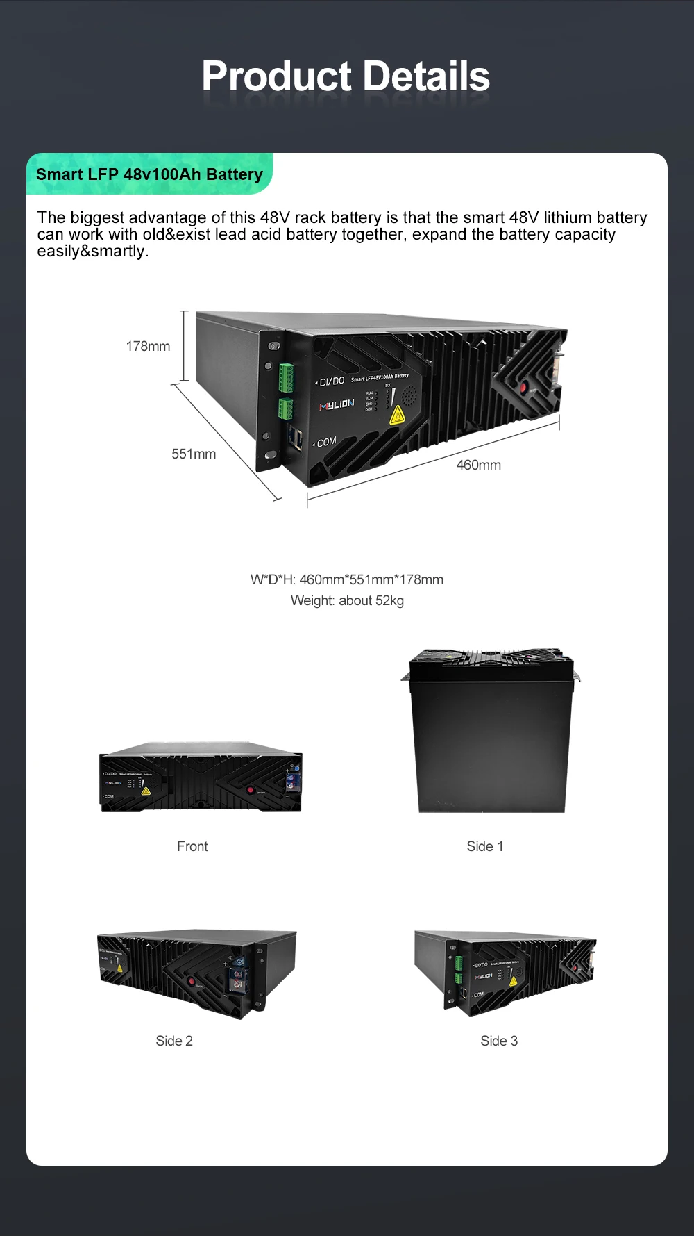 Sheet Metal Rack Mount 10KW 15KW 20KW UPS 51.2v Energy Storage System 48v Lithium Battery Base ...
