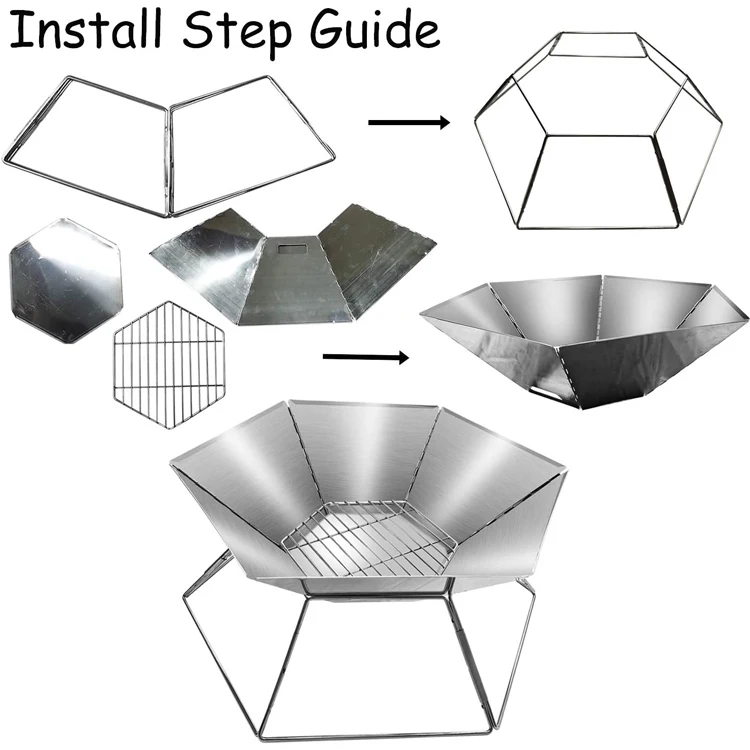 Hexagonal Fire Table Folding Portable Barbecue Grill Outdoor Camping ...