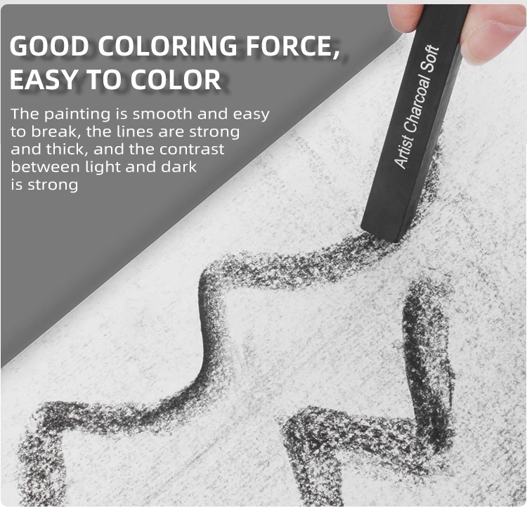 Panwenbo Professional 6pcs Compressed Charcoal Art Sketching Pencil ...