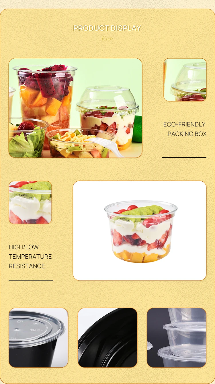 Custom Print Packing Bowl High Quality Takeaway Salad Plastic Clear ...
