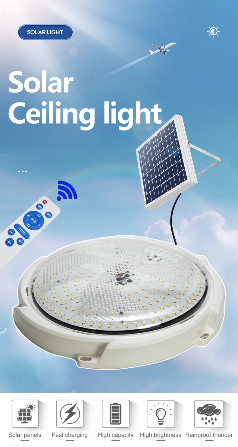 100W Solar Ceiling Light - Intelligent, Waterproof, and Efficient