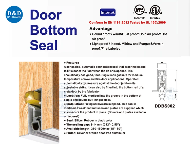Fire Rated Hidden Drop down Seal - D&D Door Bottom Seal
