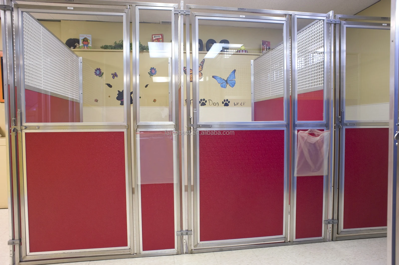 Modular Stainless Steel Dog Kennels with HDPE Panels & Glass Door ...