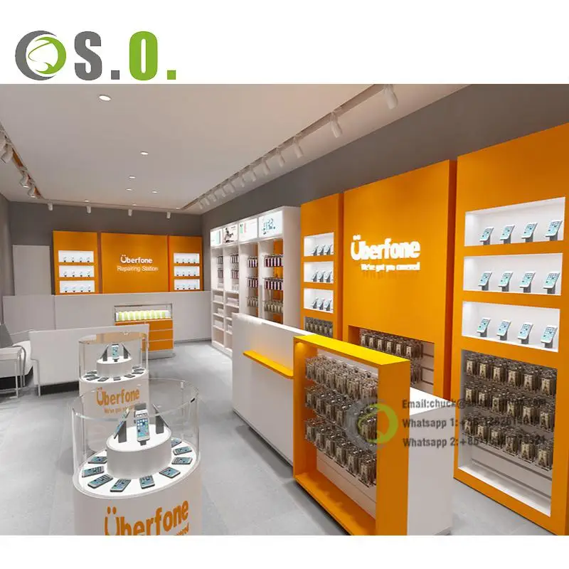 Customized Cellphone Store Display Fixture Mobile Phone Display Counter ...