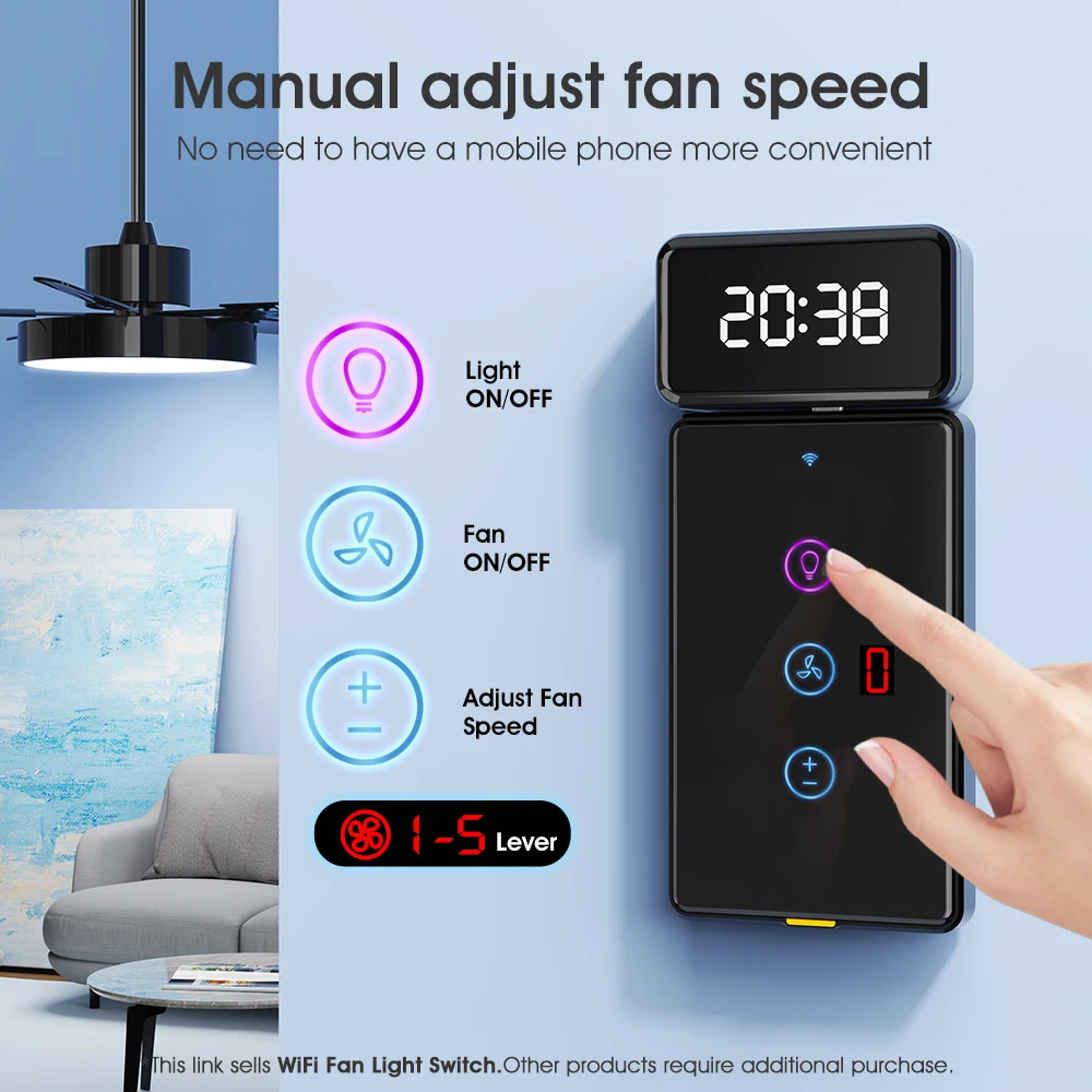 Type c Timing Voice App Wireless Remote Control Wifi Smart Fan Light ...
