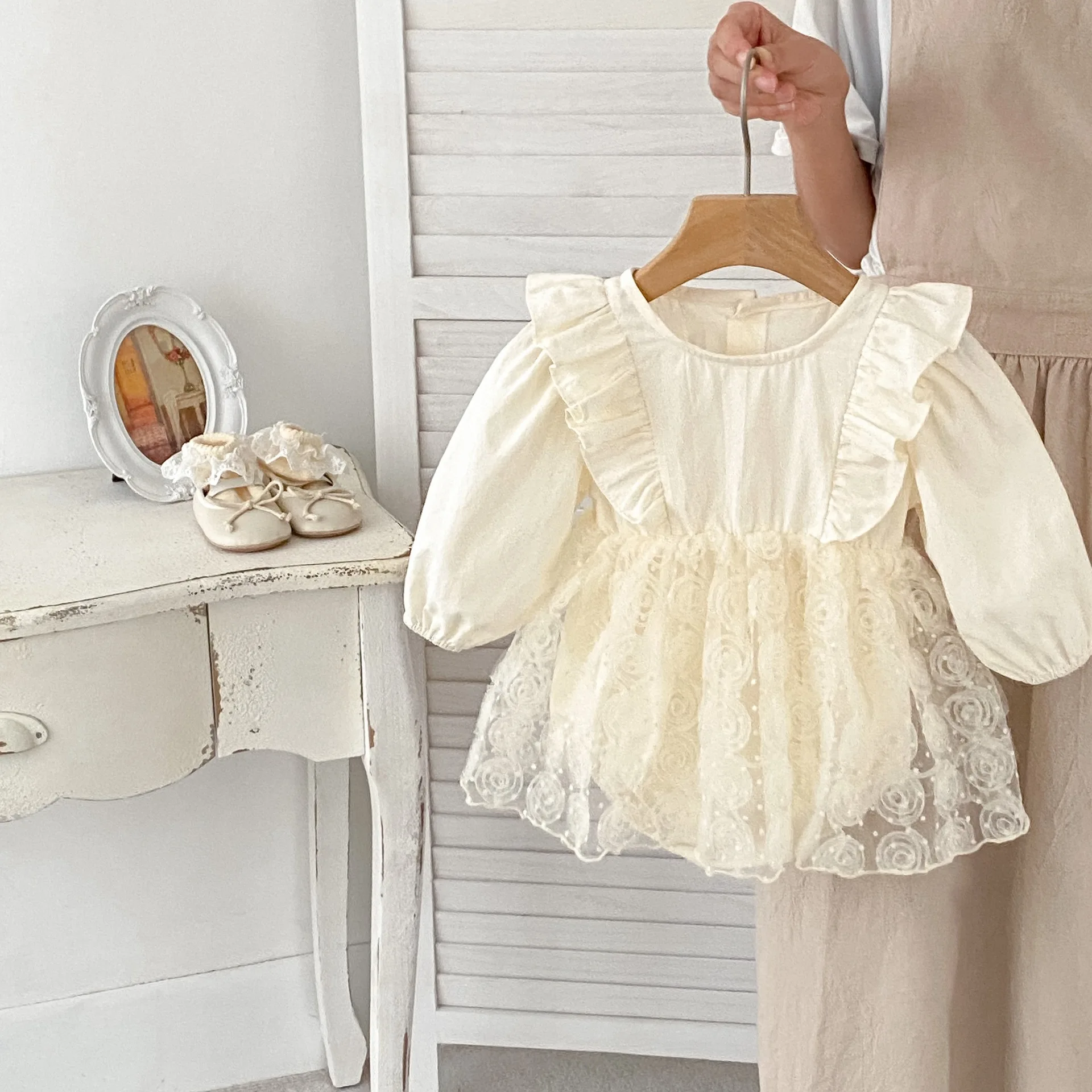 2025 Spring Sweet Princess Gauze Flower Wrap Fanny Dress Girl Baby ...