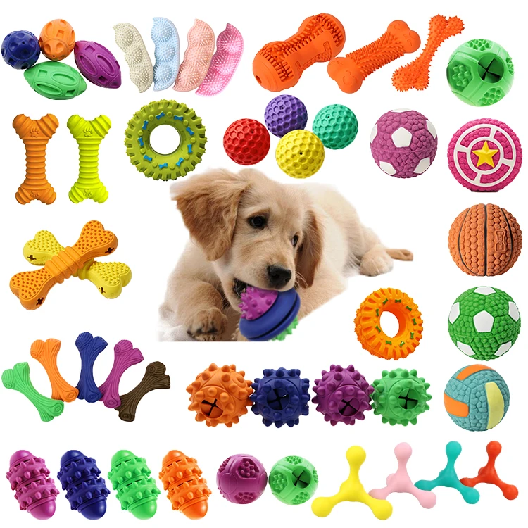 Eco Friendly Pets Toys Indestructable Balls Puzzle Rubber Treat Squeaky ...