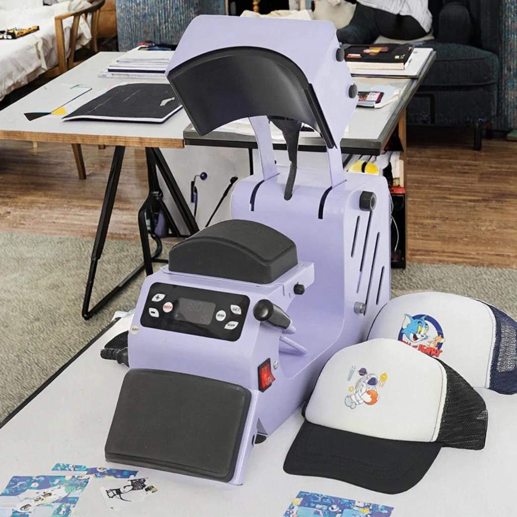 Automatic Cap Heat Press Machine with Two Mats 110V/220V 9.5cm X16cm ...