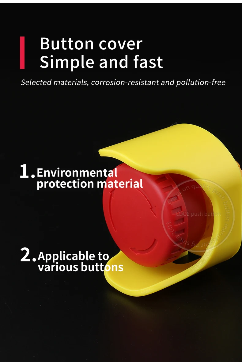 22mm Mounting Holes Emergency Stop Push Button Protective Cover Yellow ...