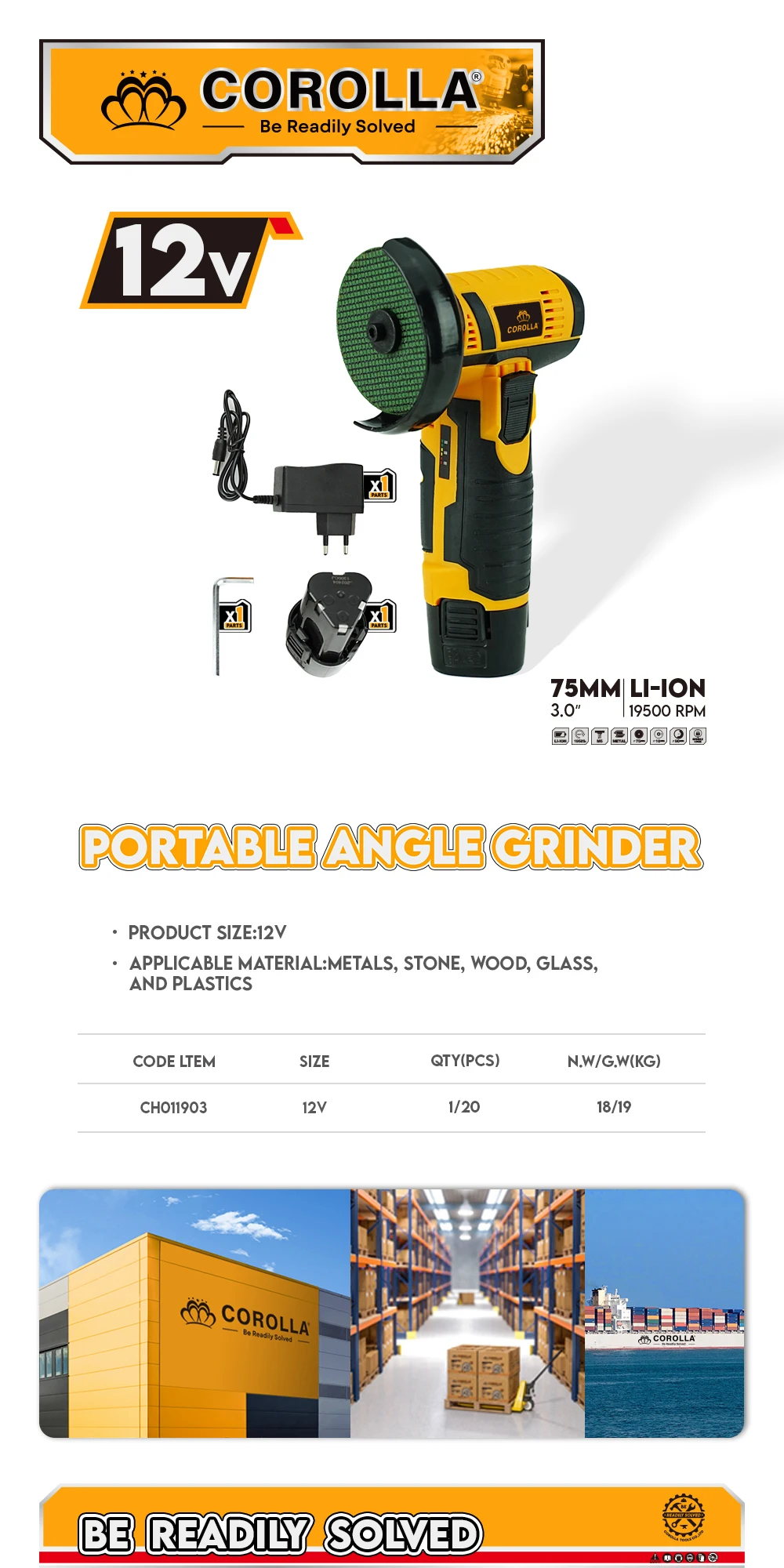 Dewalt 3 Inch Brushless Cordless Angle Grinder - Battery Powered OEM