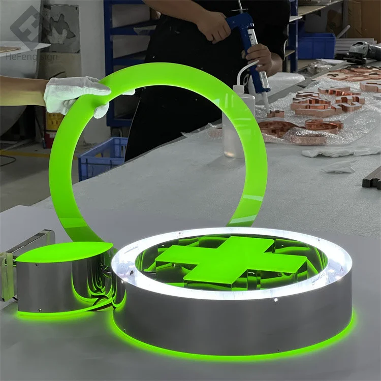 Custom Store Pharmacy Cross Led Logo Sign Double Sided Outdoor ...