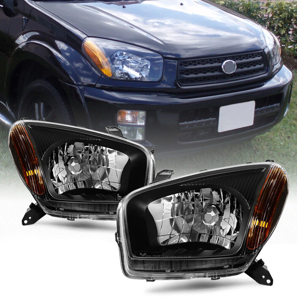Black Bezel Housing Headlights Head Lamp Replacement Fits Toyota Rav-4 ...