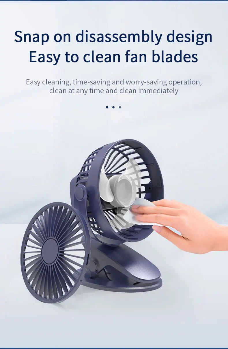 Portable USB Rechargeable Table Fan - 360 Degree Rotation