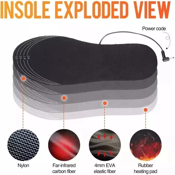 Usb Rechargeable Battery Heated Insoles Winter Insoles Feet Heating ...