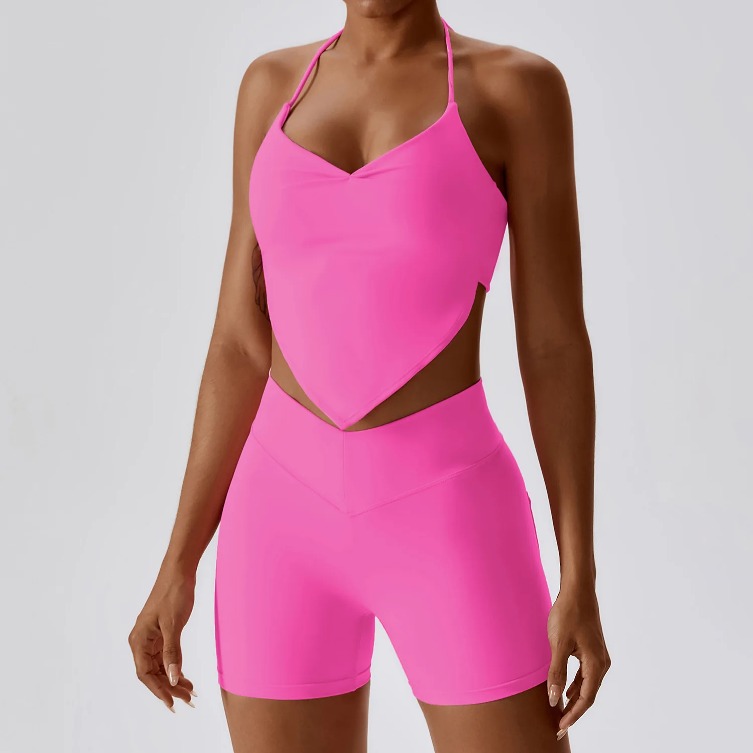Sexy Yoga Crop Top Shorts Leggings Set Workout Clothes Women Running