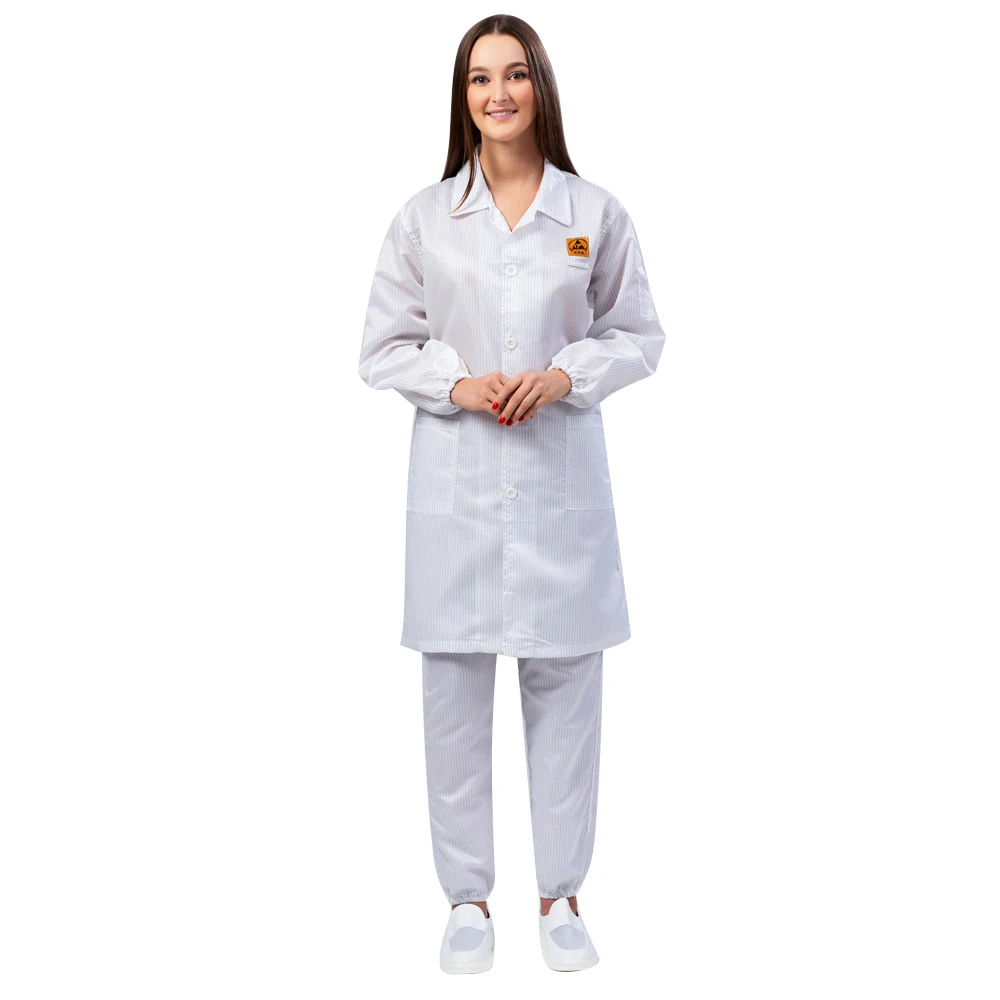 Polyester Labcoat ESD Safety Clothing - Cleanroom Antistatic