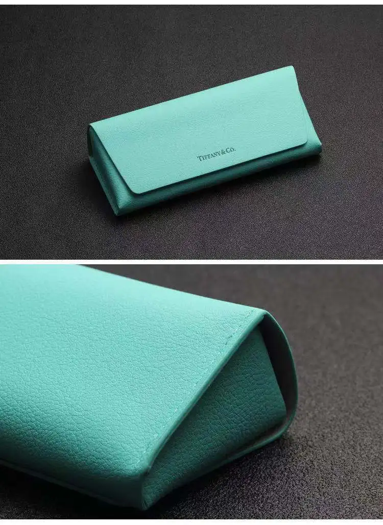 Custom Logo Blue White Luxury Soft PU Leather Glasses Case