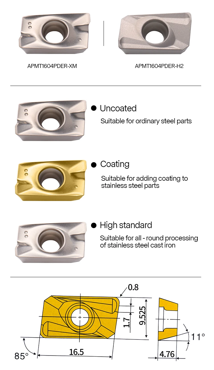 Coated Ceramic Inserts Apmt1604pder H2 Xm Milling Cutter Inserts ...