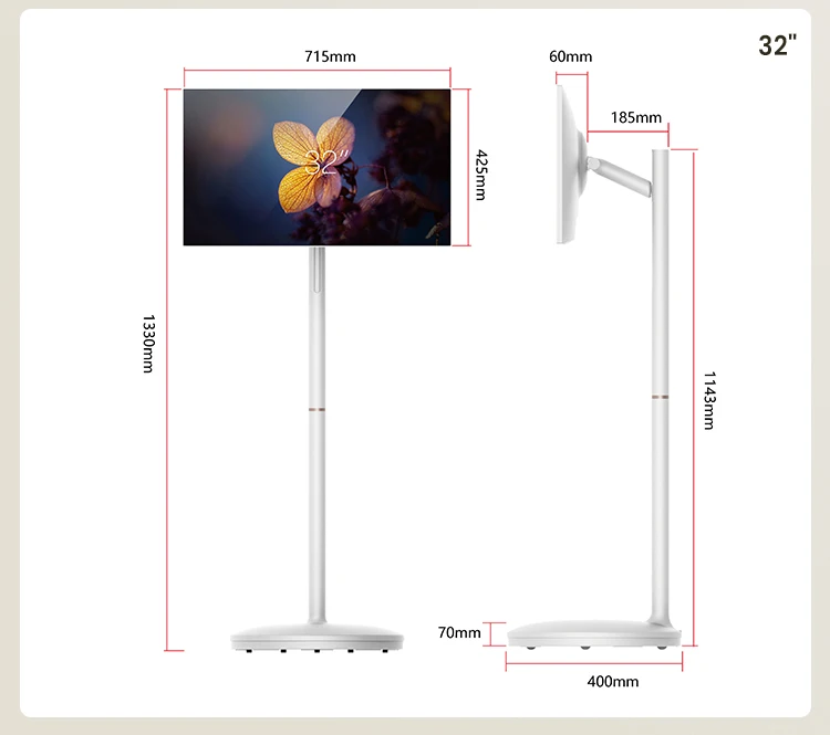 Portable 32 Inch LCD TV with FHD IPS Touch Screen