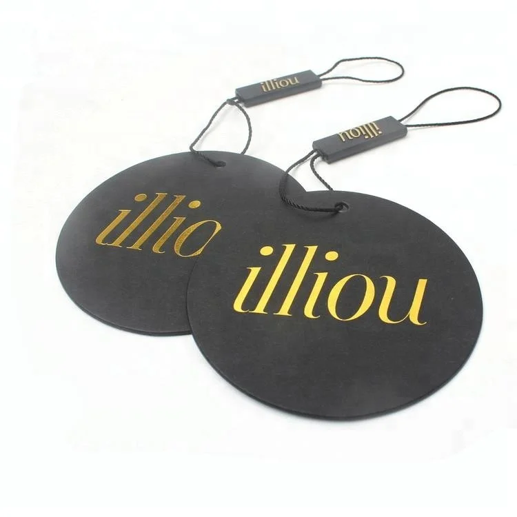 Custom Brand Logo Hang Labels Golden Foiling 1000GSM Black Cardboard ...