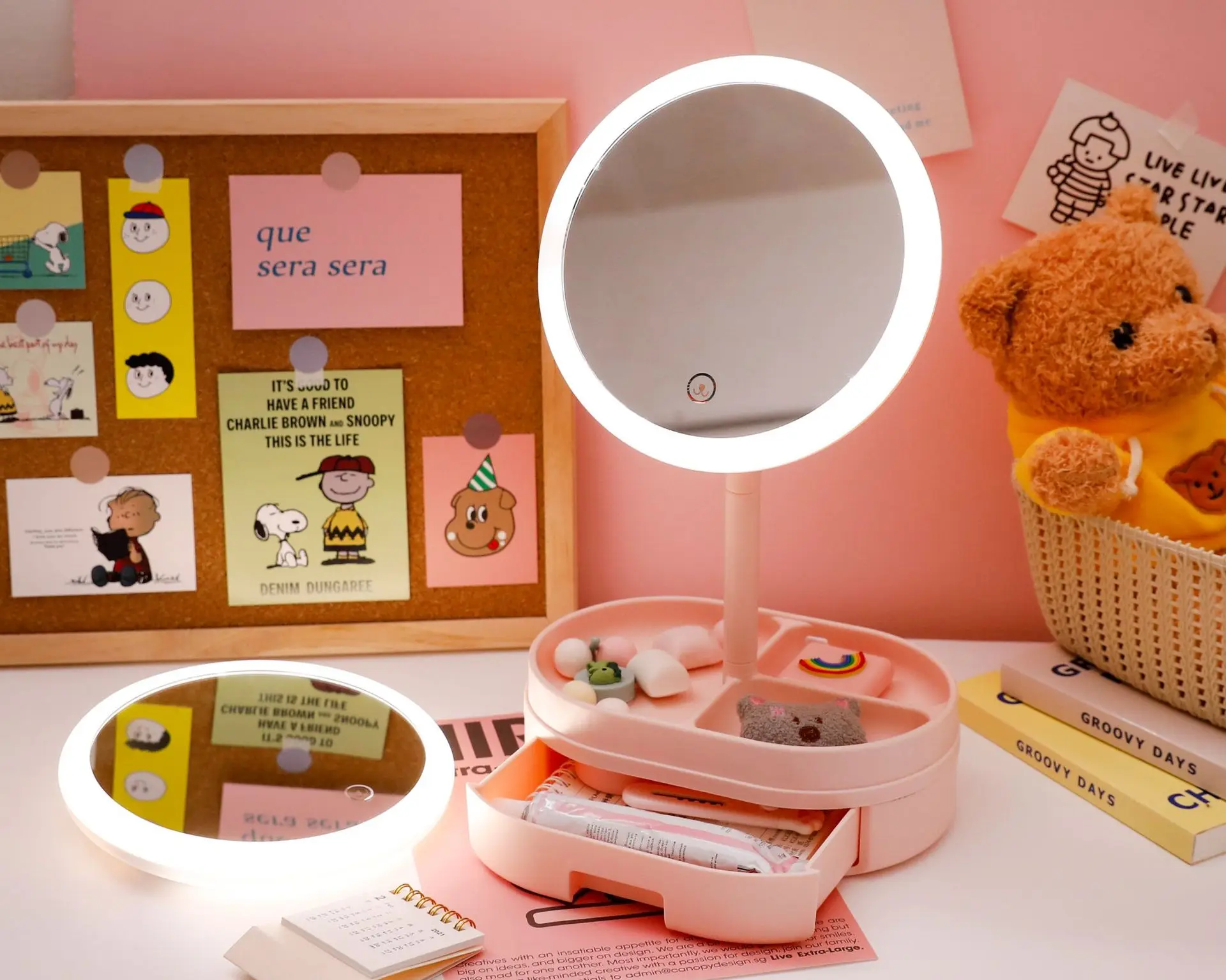 Holder Portable Removable With Light Desktop Dressing Mirror Gift ...