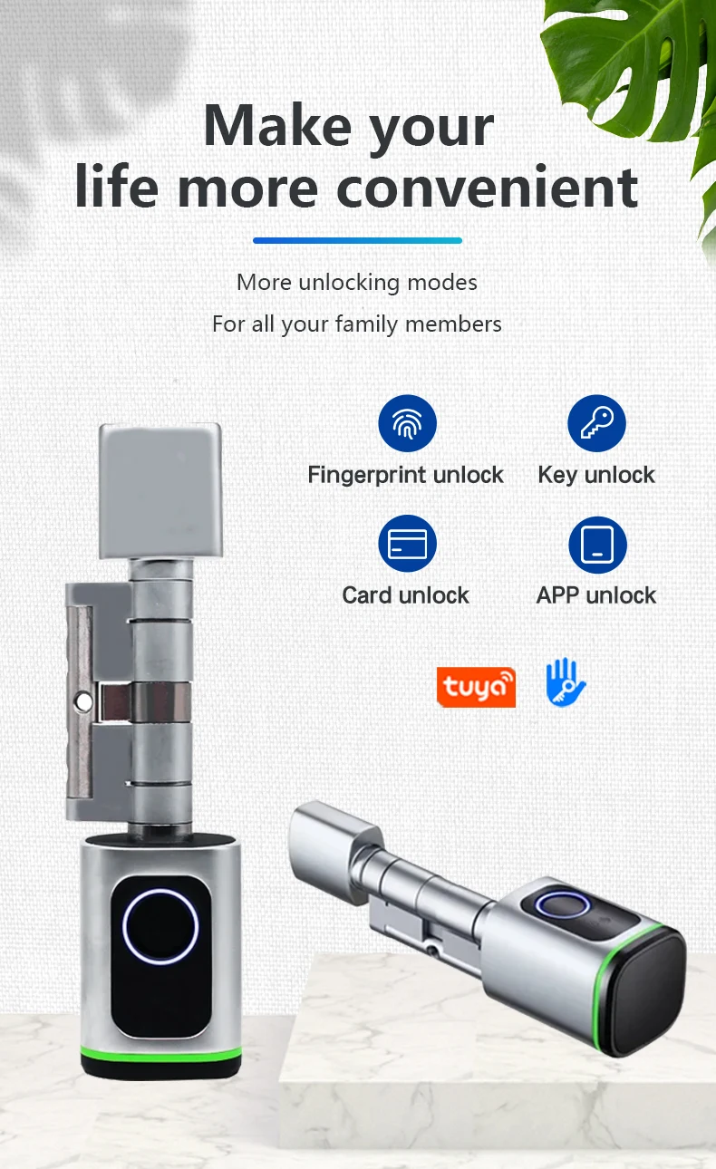 Smart Cylinder Lock Tuya Ttlock App Digital Door Lock Smart Intelligent ...
