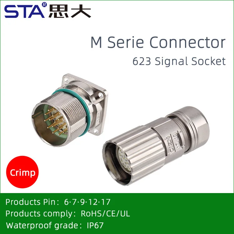 M623 Aviation Plug Signal Connector 6/7/9/12/17-Pin Male Female ...