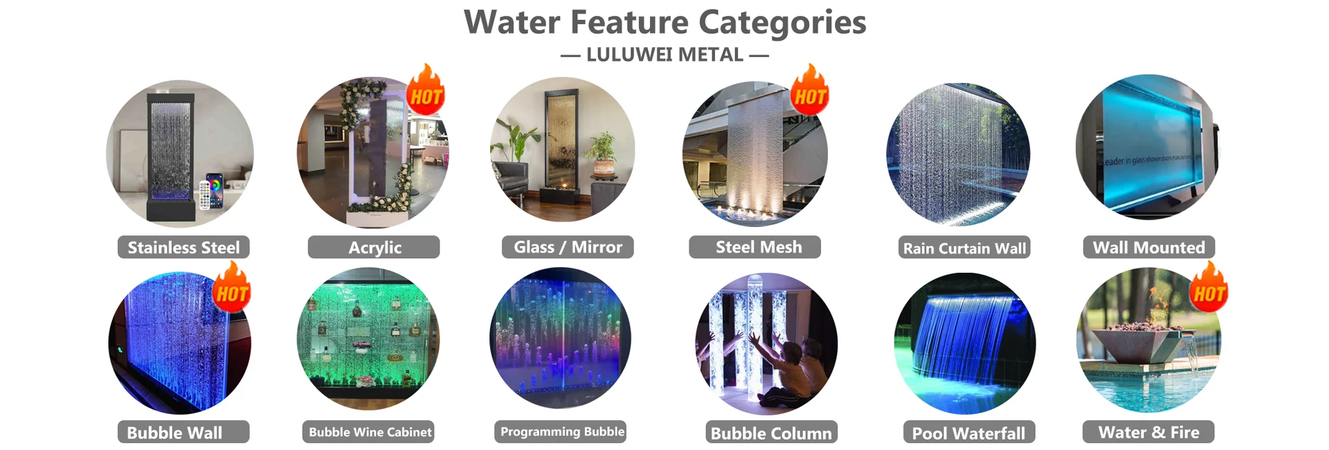 Waterfall Water Wall Bubble Feature Room Divider Partition Indoor Led ...