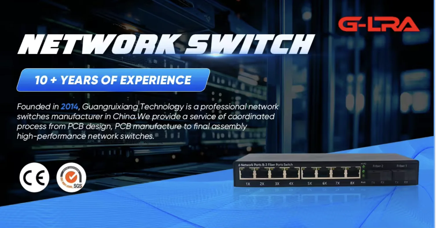 8 Ethernet Ports + 2 Fiber Ports Full Gigabit Ethernet Switch Ieee802.3 ...