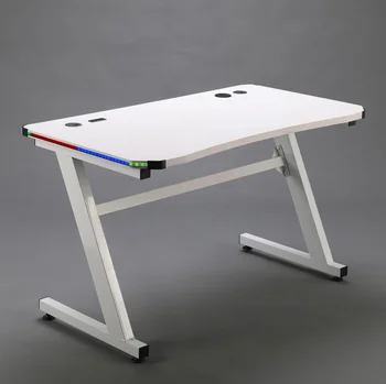 Modern White E-sports Table With Led Light Gaming Pc Desk Computer ...