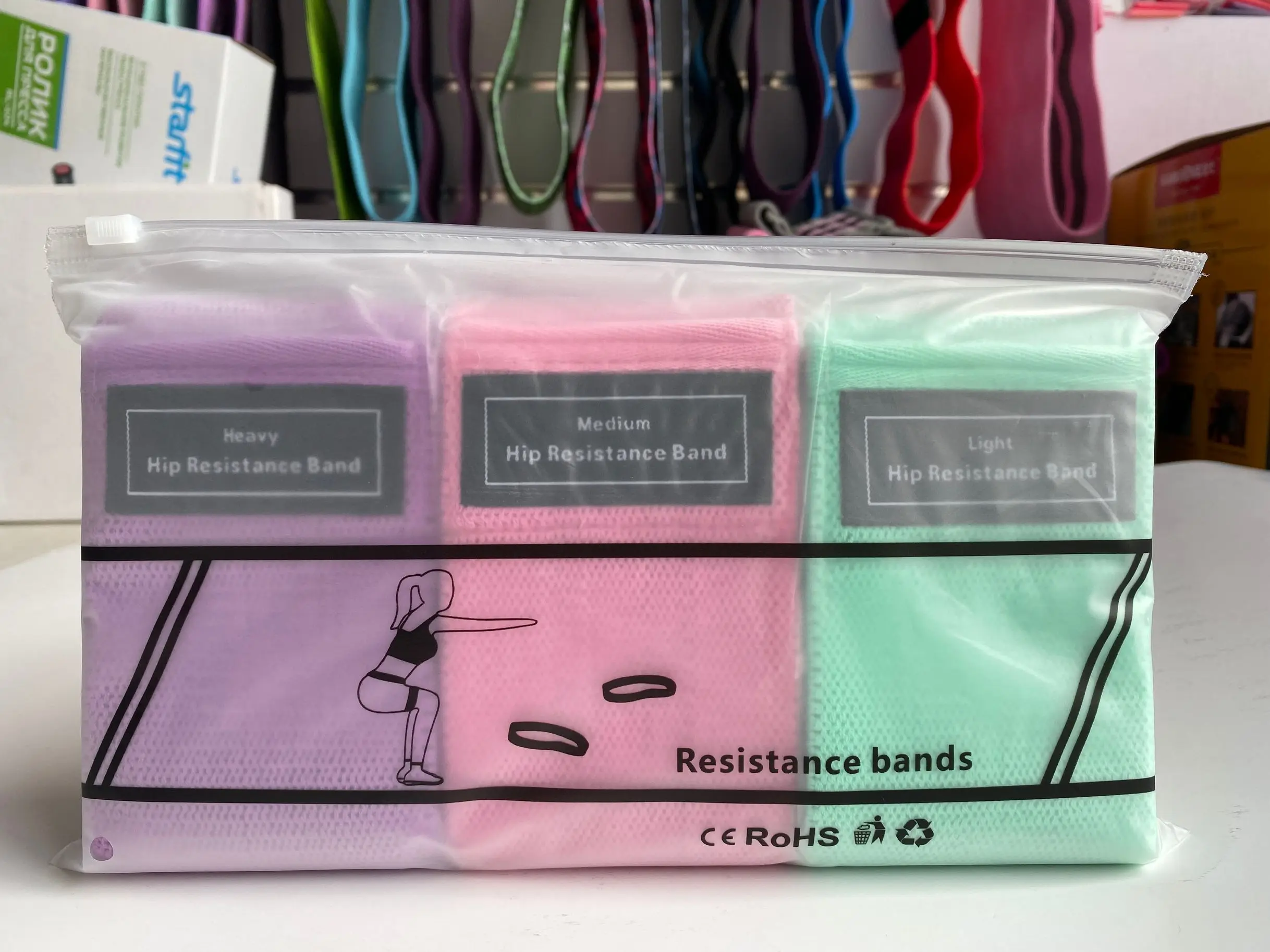 Wholesale Custom Logo Hip Booty Exercise Bands Set 3 Level Fabric ...