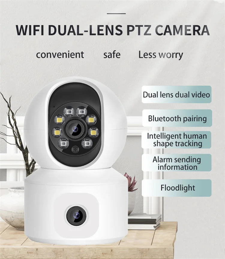4MP Dual Lens CCTV Camera with Motion Detection & Two-Way Audio