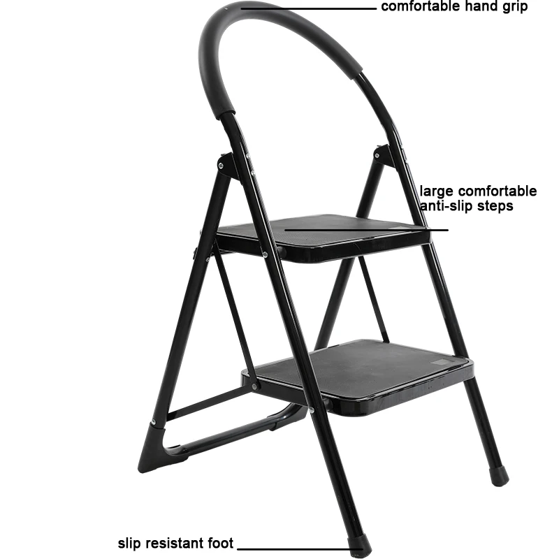 High Quality En14183 Folding Steel Step Ladder with Handrail
