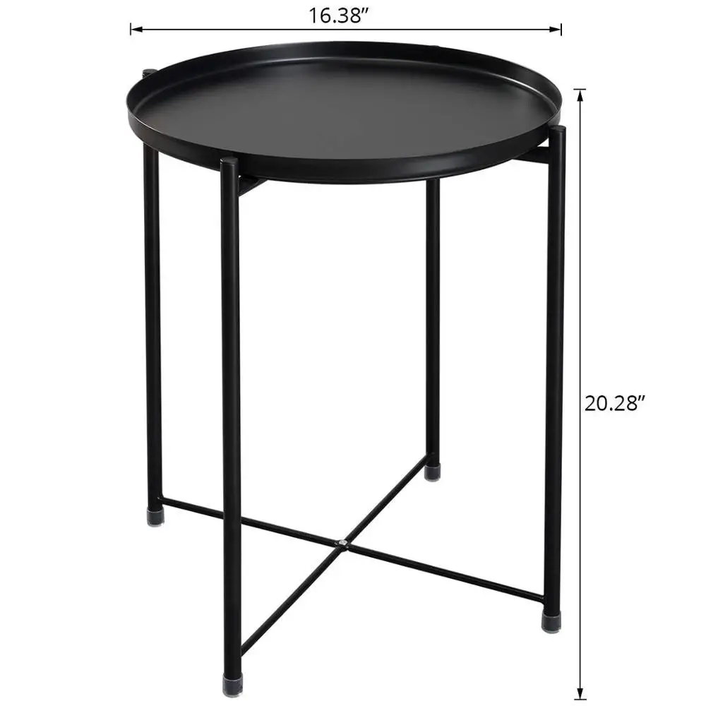 Modern Small Round Side Table Metal End Tables Tray Snack Table For ...