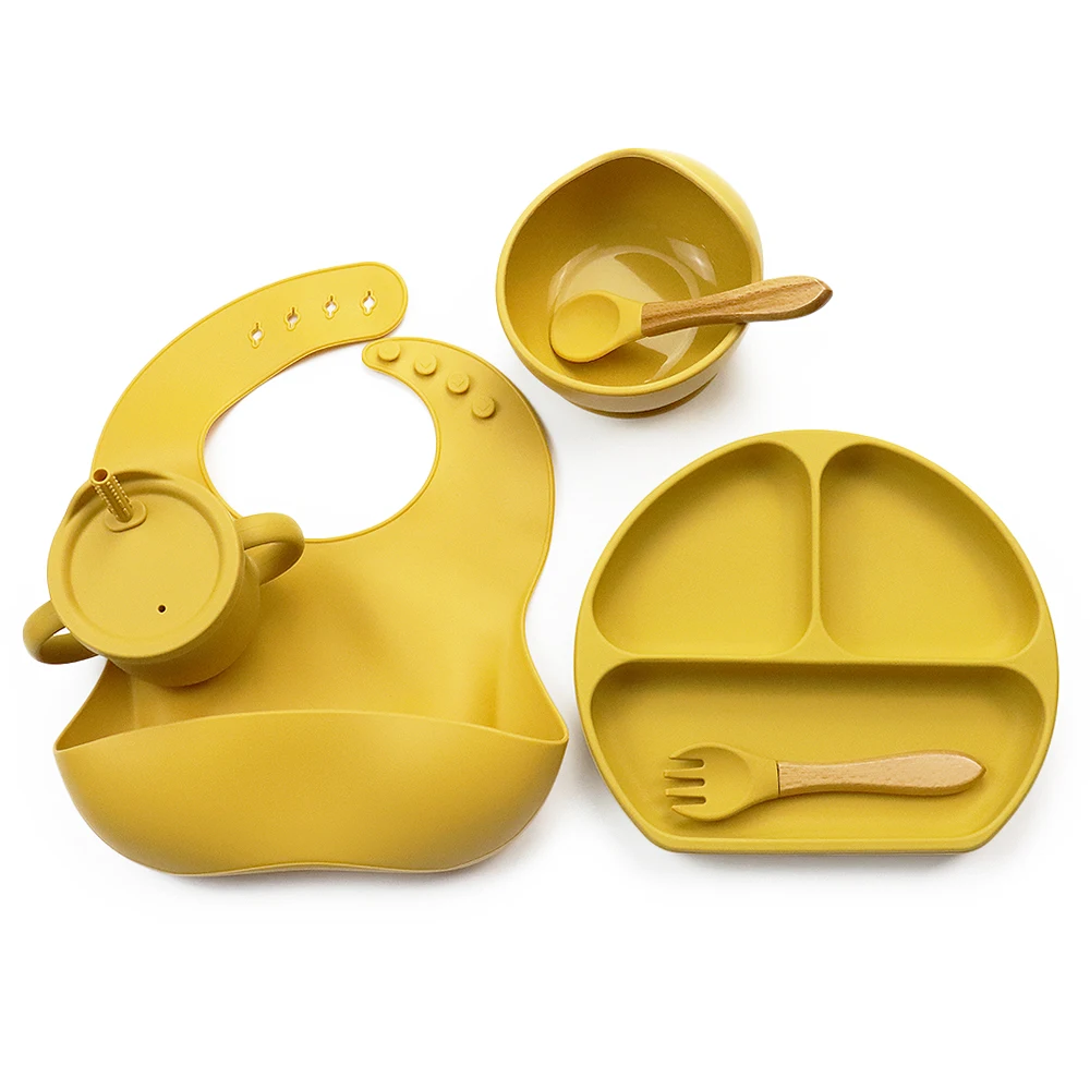 BPA Free Baby Tableware Set - Silicone Divided Suction Plate