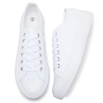 Classic Solid Color Custom Canvas Sneakers White Canvas Shoes ...