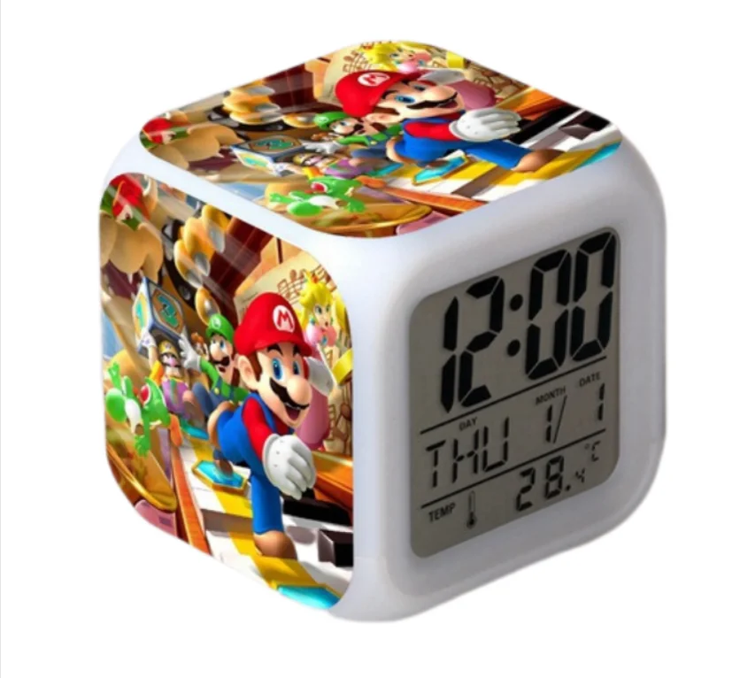 Mario Bros Digital Clock Kids Led Colour Changing Alarm Clock Help ...