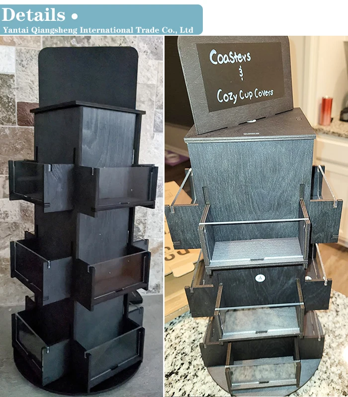 3 Tier Rotating Sticker Display Stand for Vendors,Wooden Countertop ...