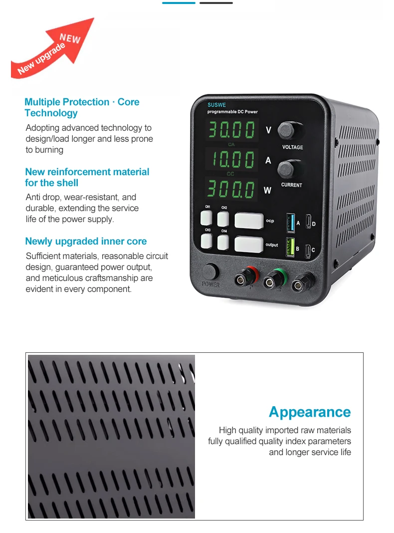 SUSWE AC220V/110V Adjustable DC Power Supply - 30V10A300W